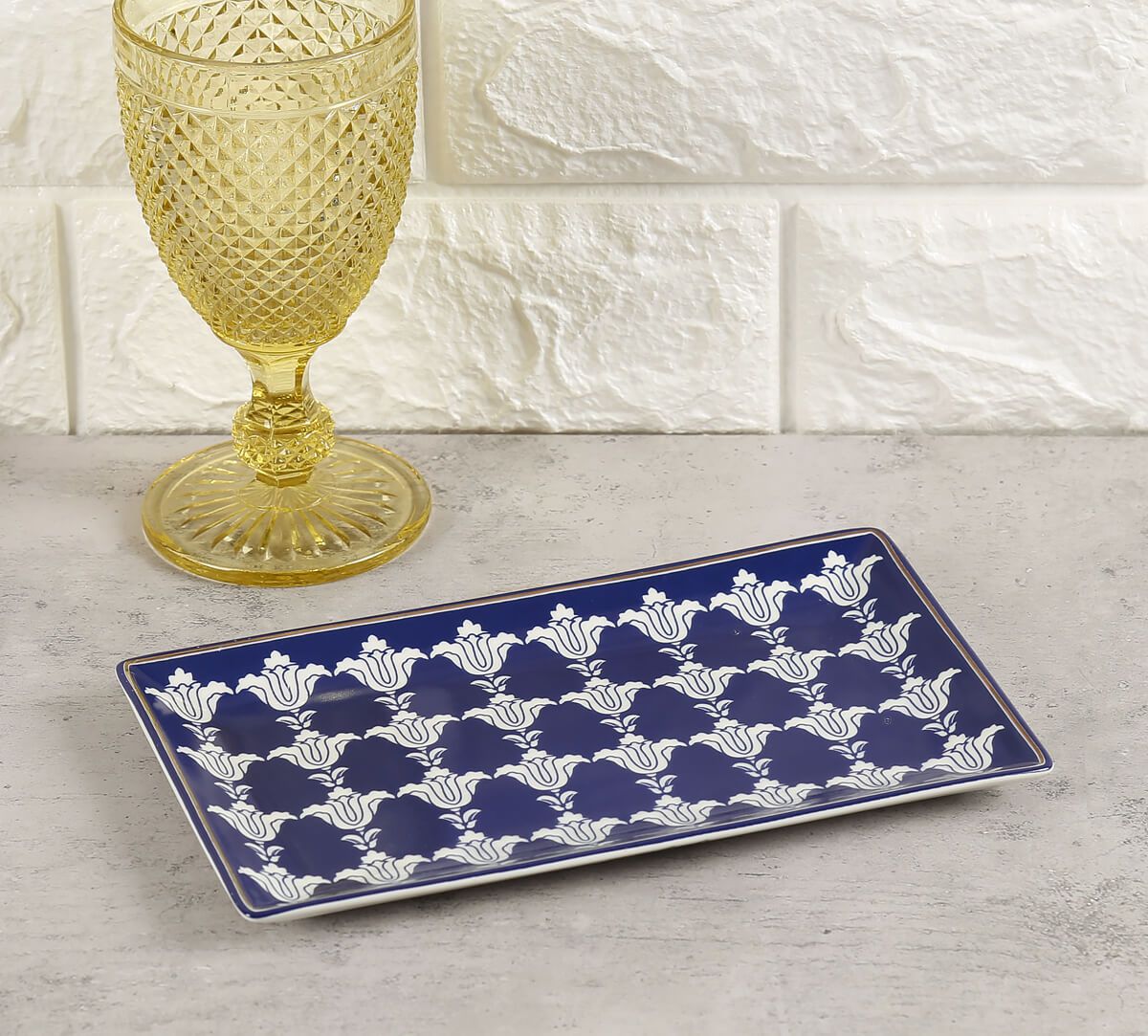 Blue Lattice Treasures Platter (Rectangle) | India Circus