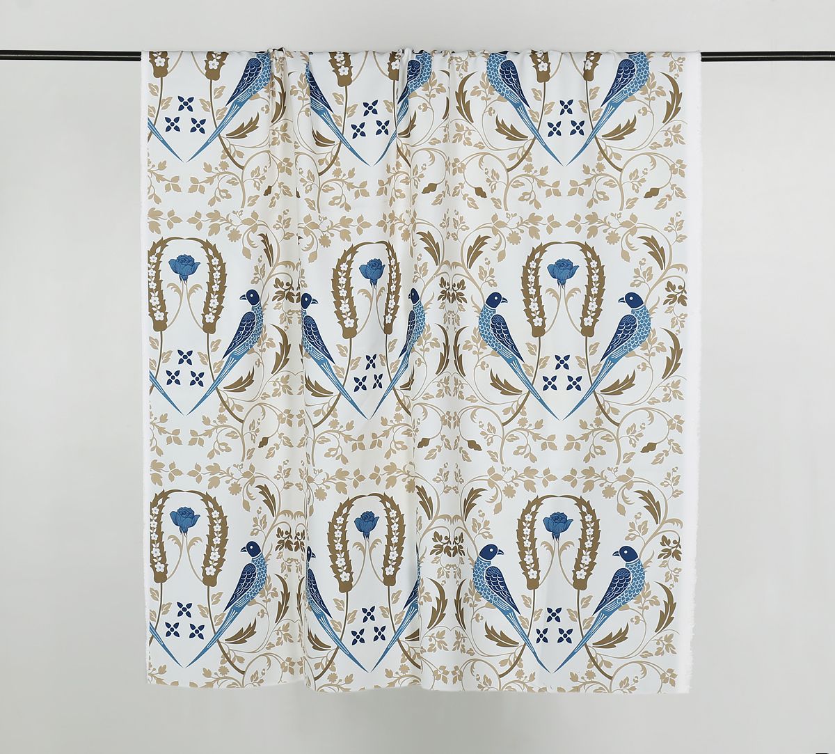 Blue Parakeet Florals Upholstery Fabric: Your Home Was Never This Classier!